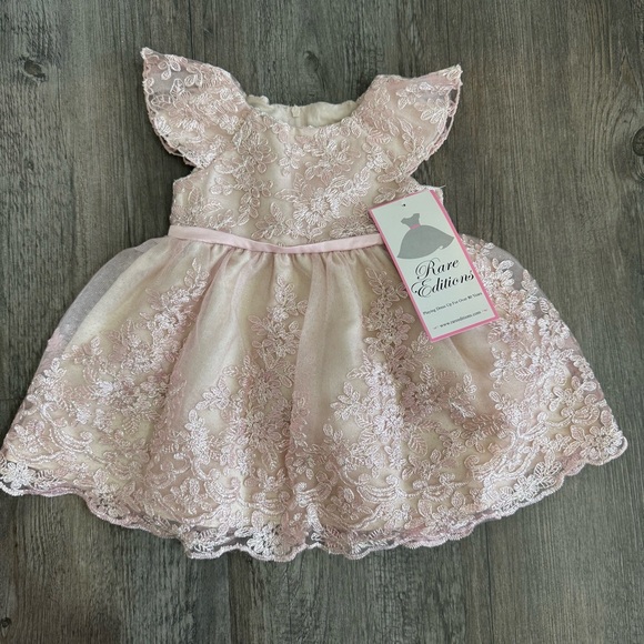 Rare Editions | Dresses | Rare Editions Blush Floral Appliqu Baby Girl ...